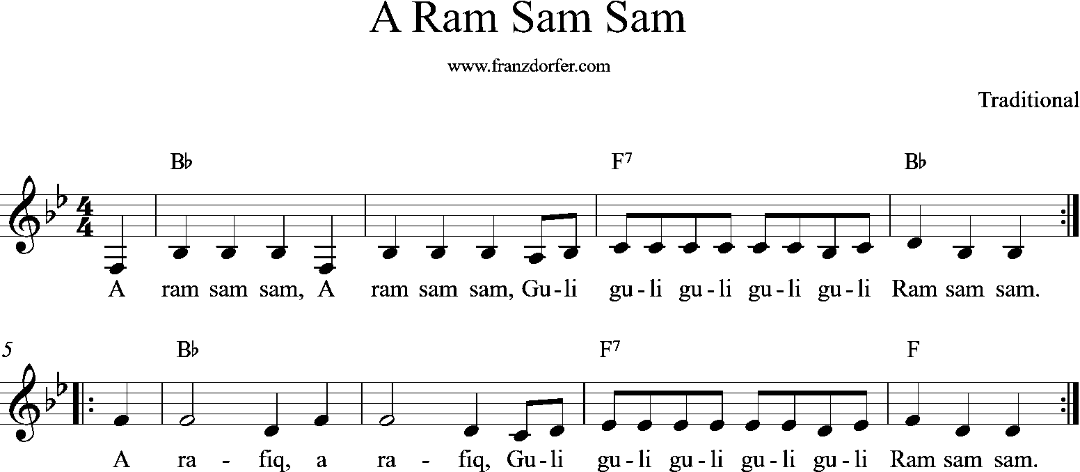 A Ram Sam Sam , Bb-Dur