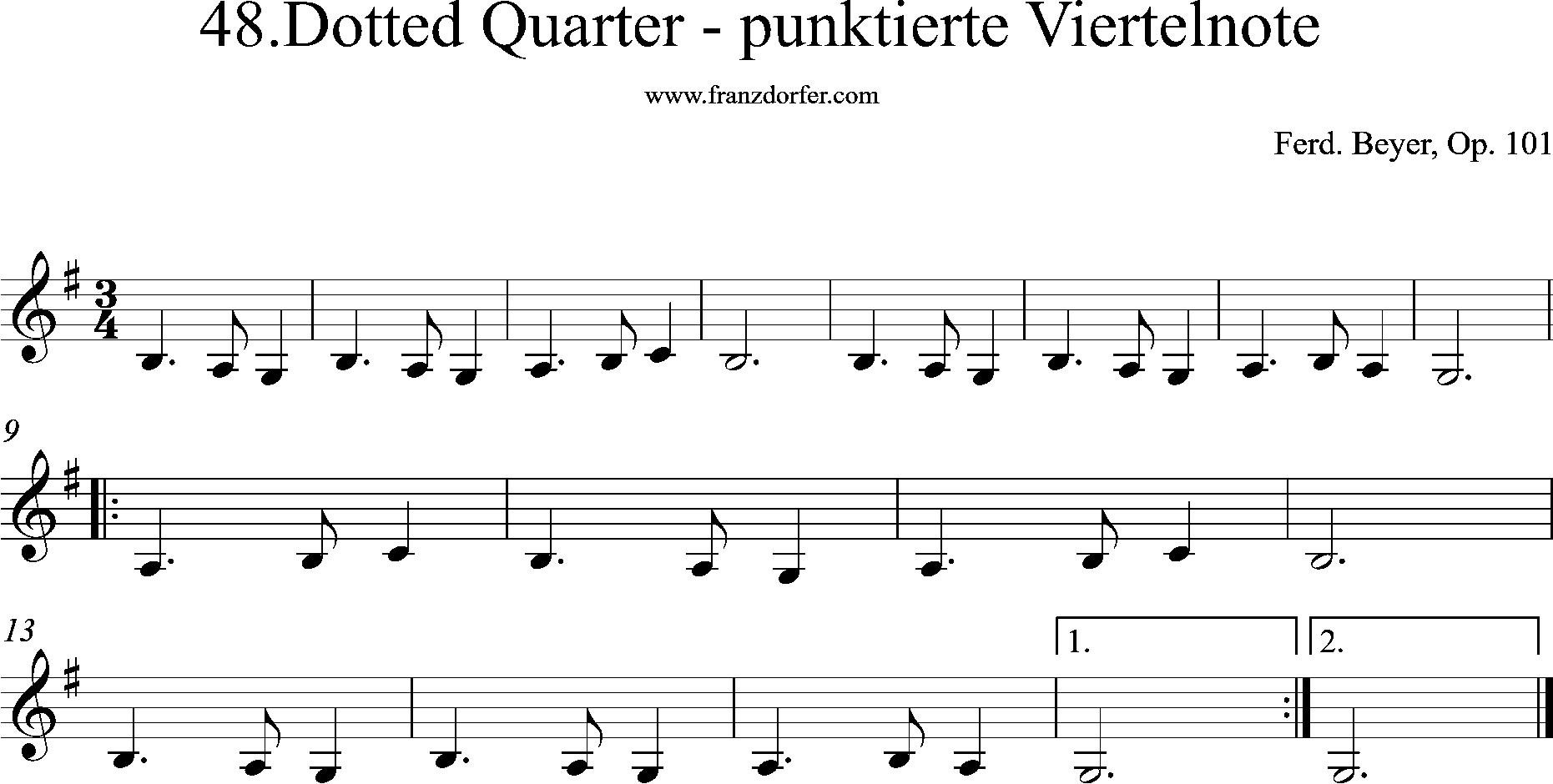 punktierte Viertelnote - dotted Quarter - G