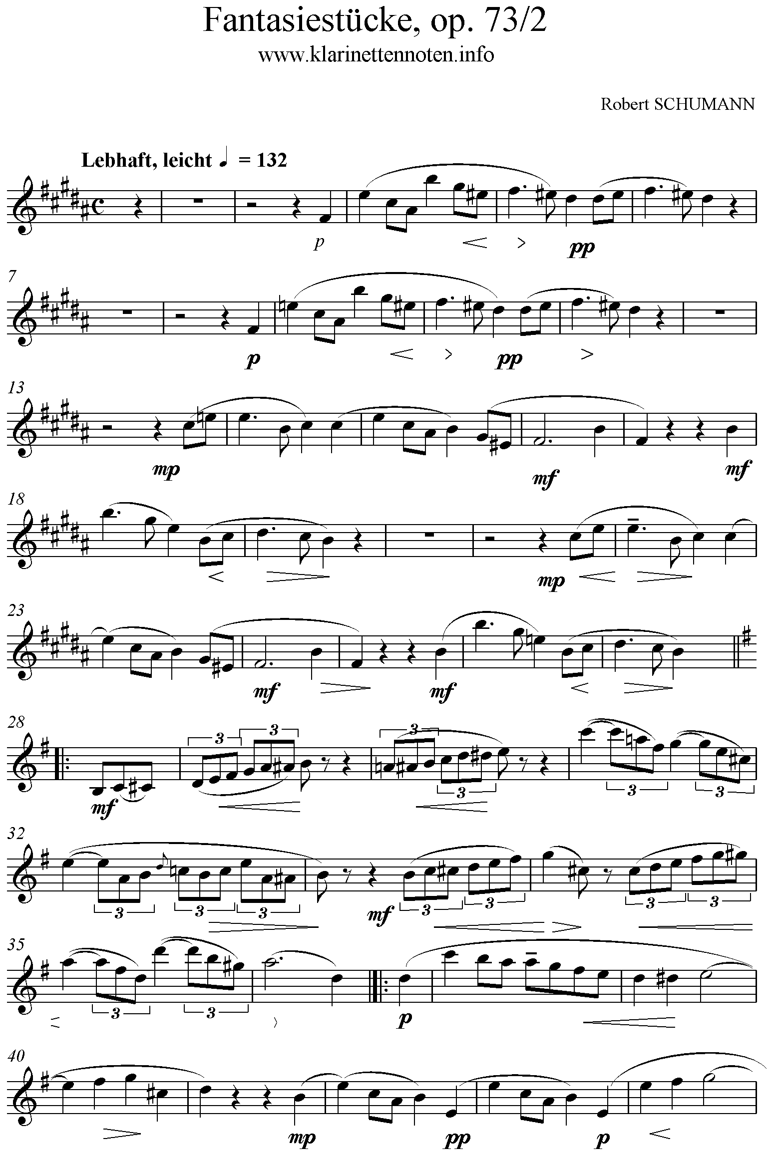 Fantasiestücke op. 73, Robert Schumann