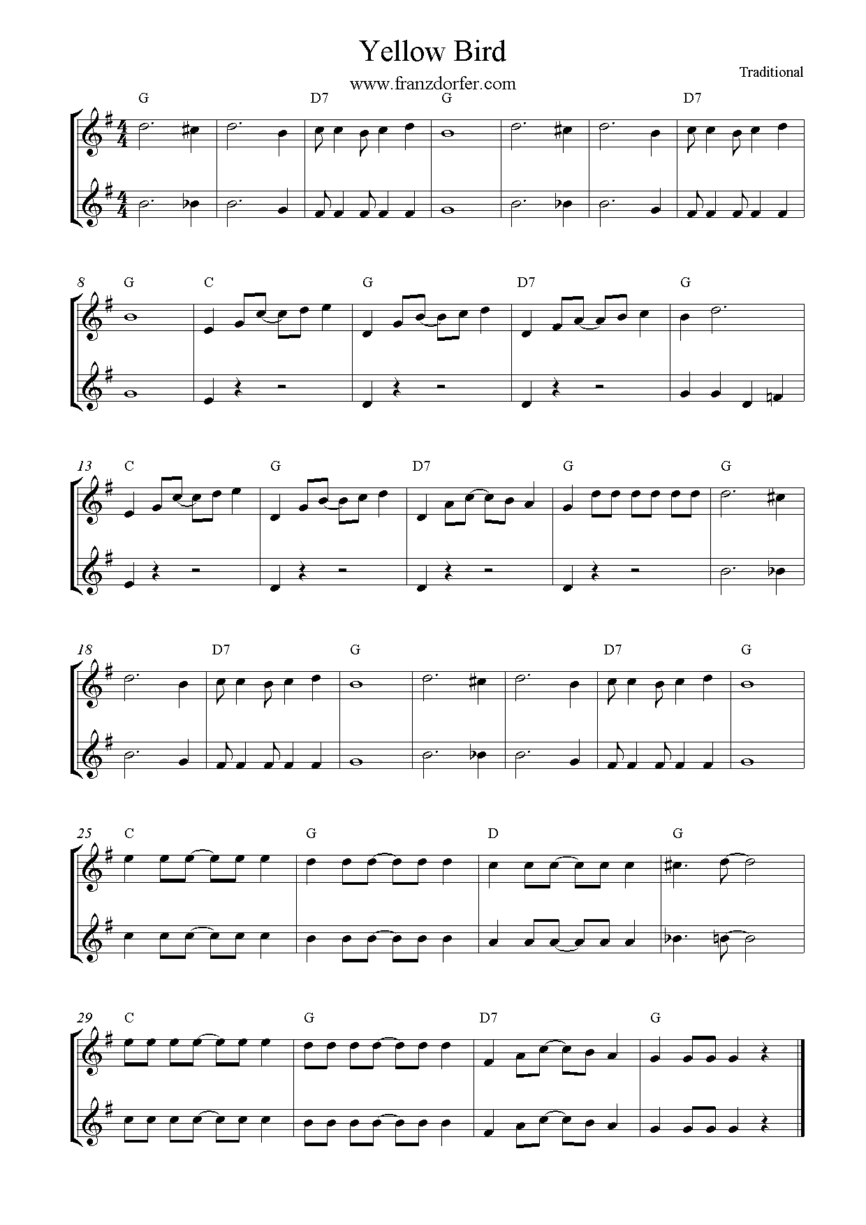 Yellow Bird - Klarinette