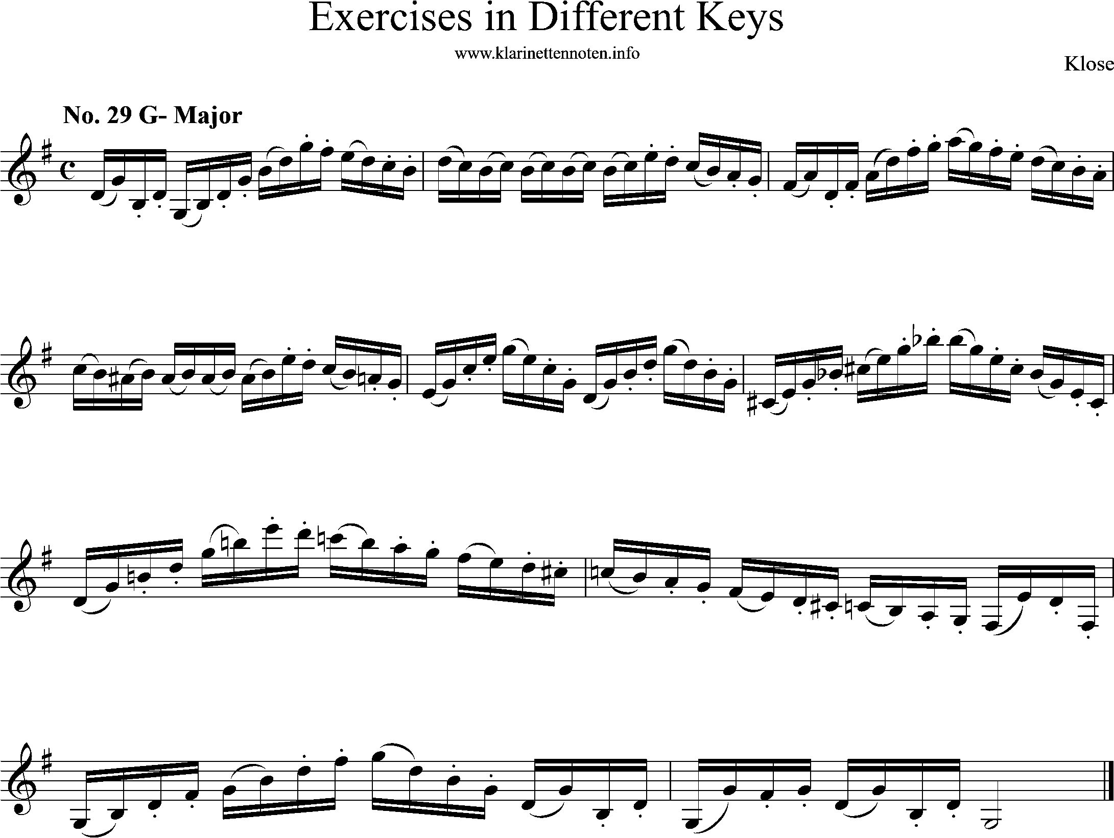 Exercises in Different Keys - No- 29, G-Major