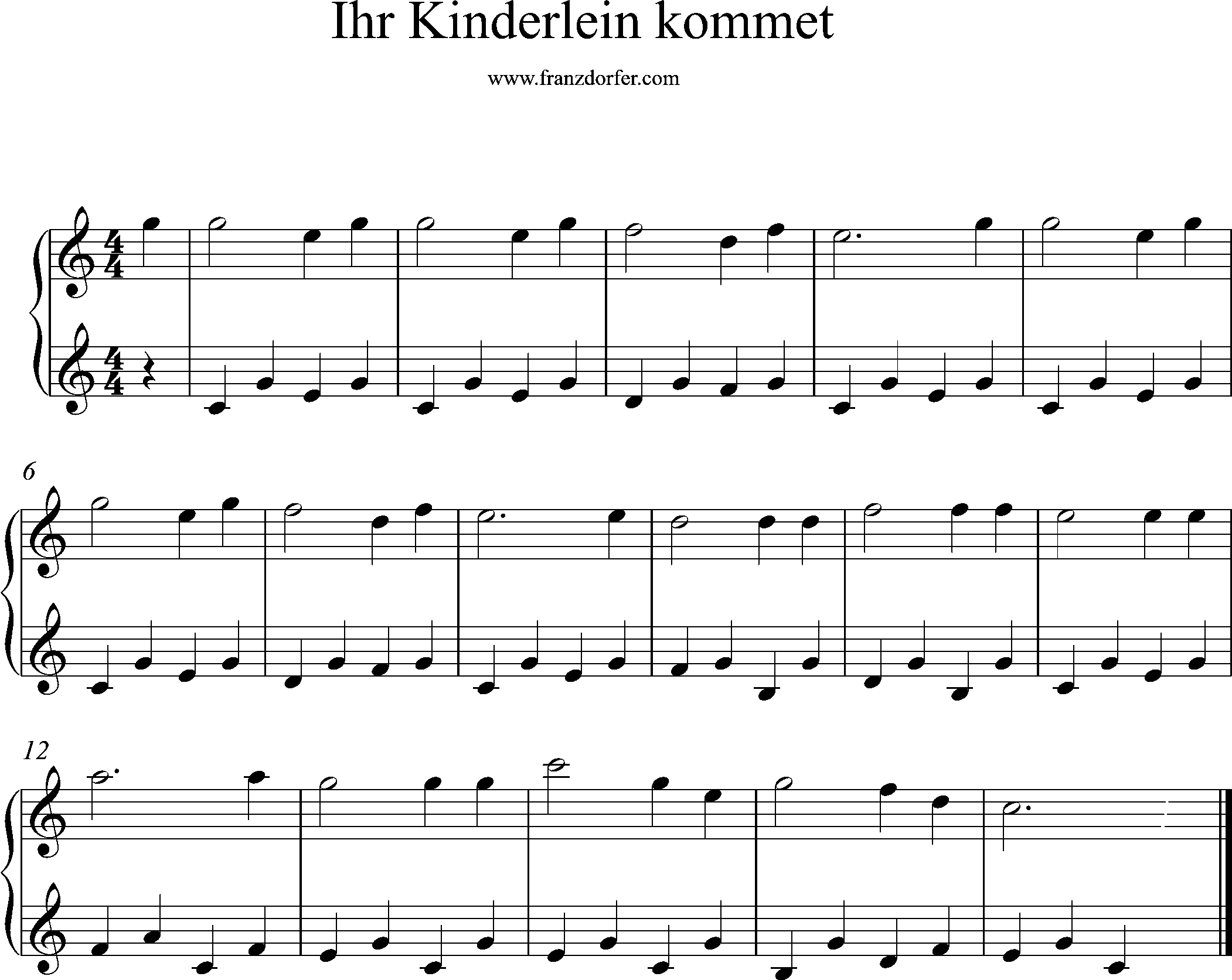 Ihr Kinderlein Kommet Noten Klavier