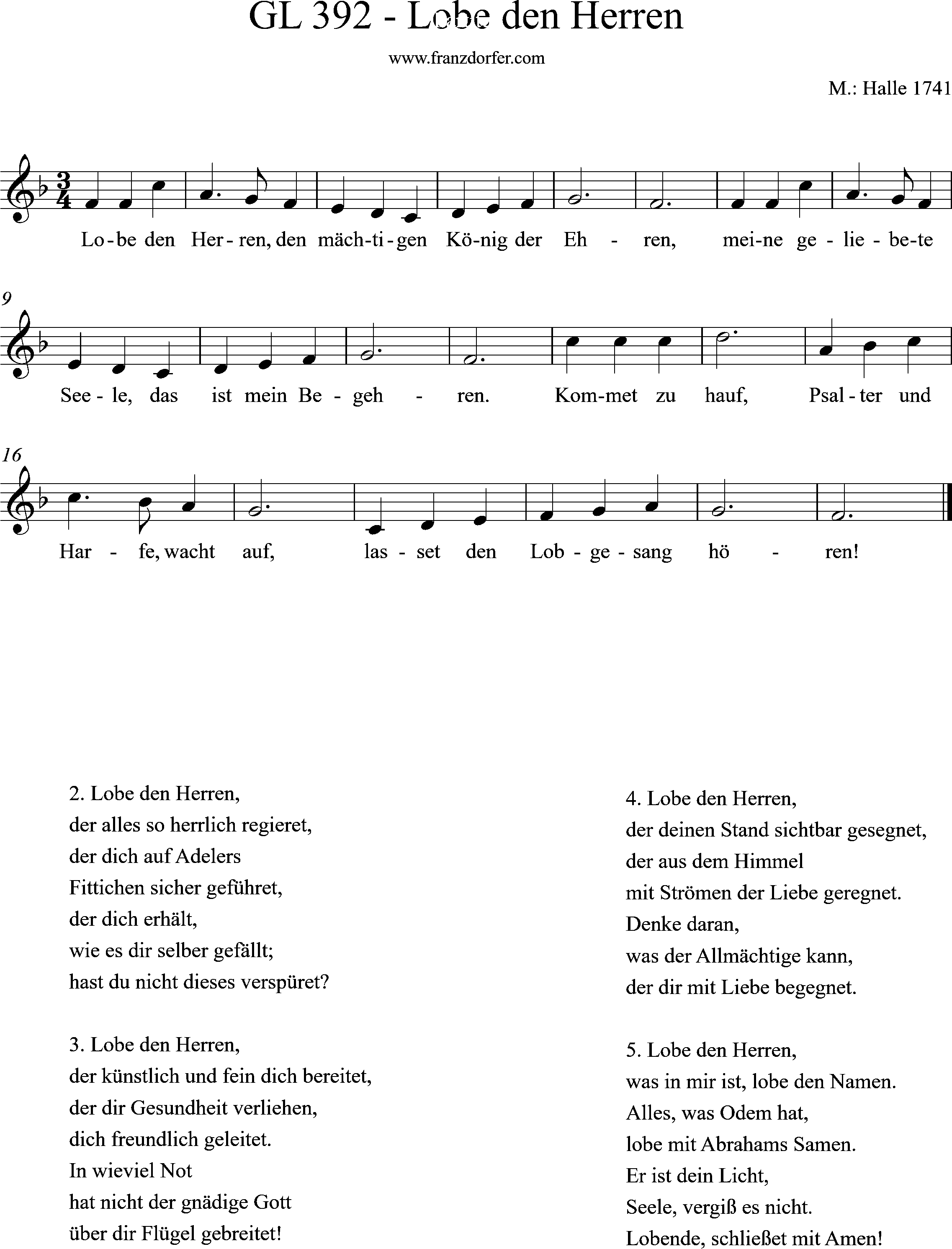 GL 392 - Lobe den Herren