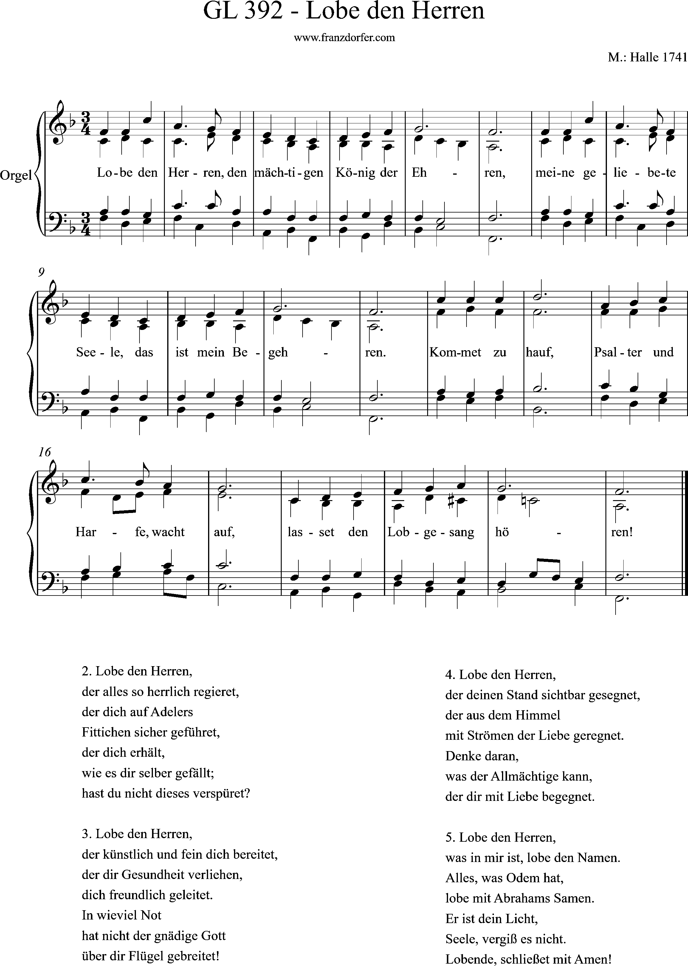 GL 392 - Lobe den Herren