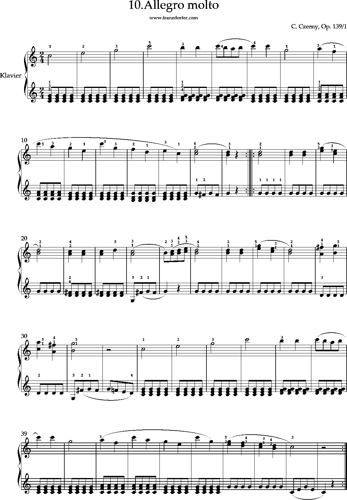 10 Allegro molto-Czerny-Hundert Übungsstücke
