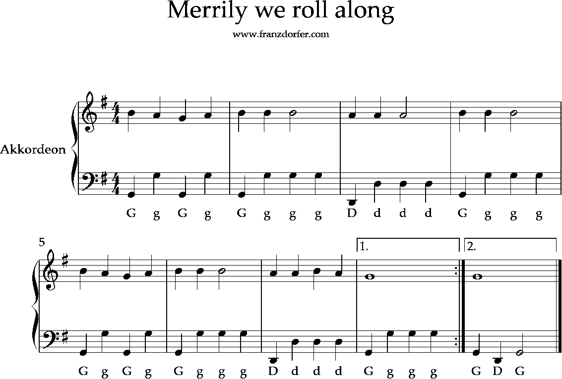 Merrily we roll along- Akkordeon