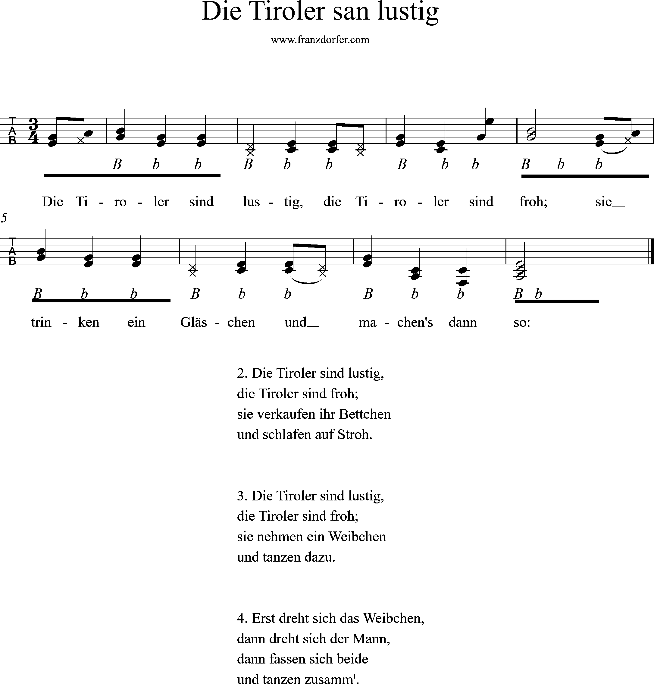 Die Tiroler san lustig-Griffschrift