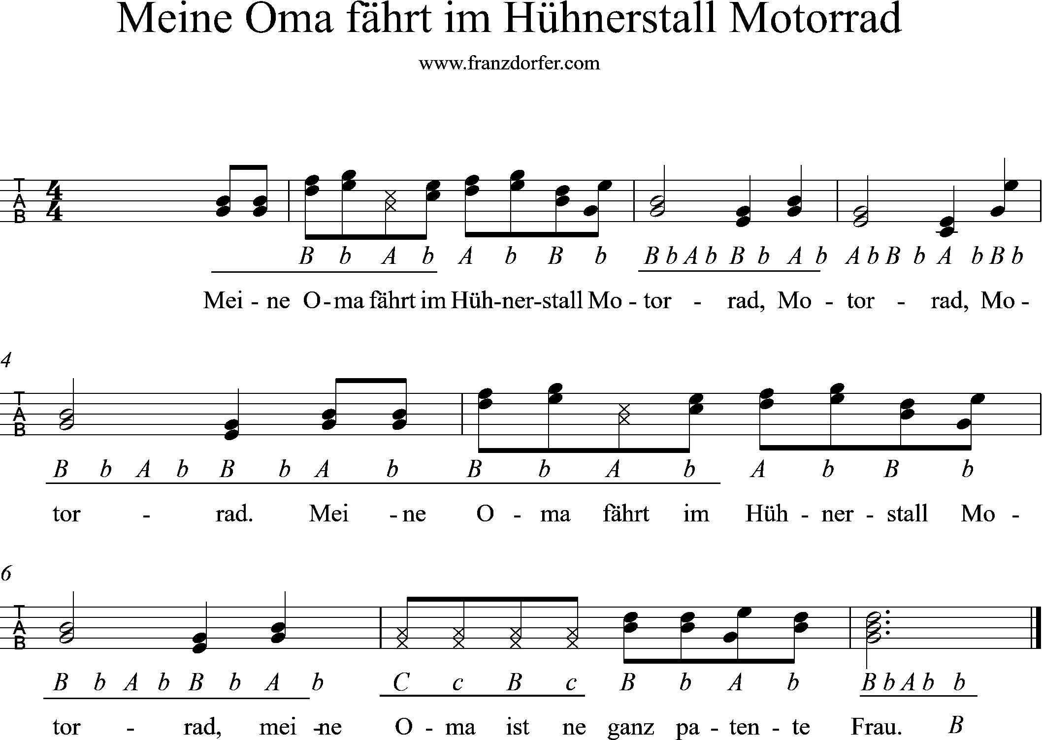 Meine Oma Fahrt Im Huhnerstall Motorrad Text Und Noten