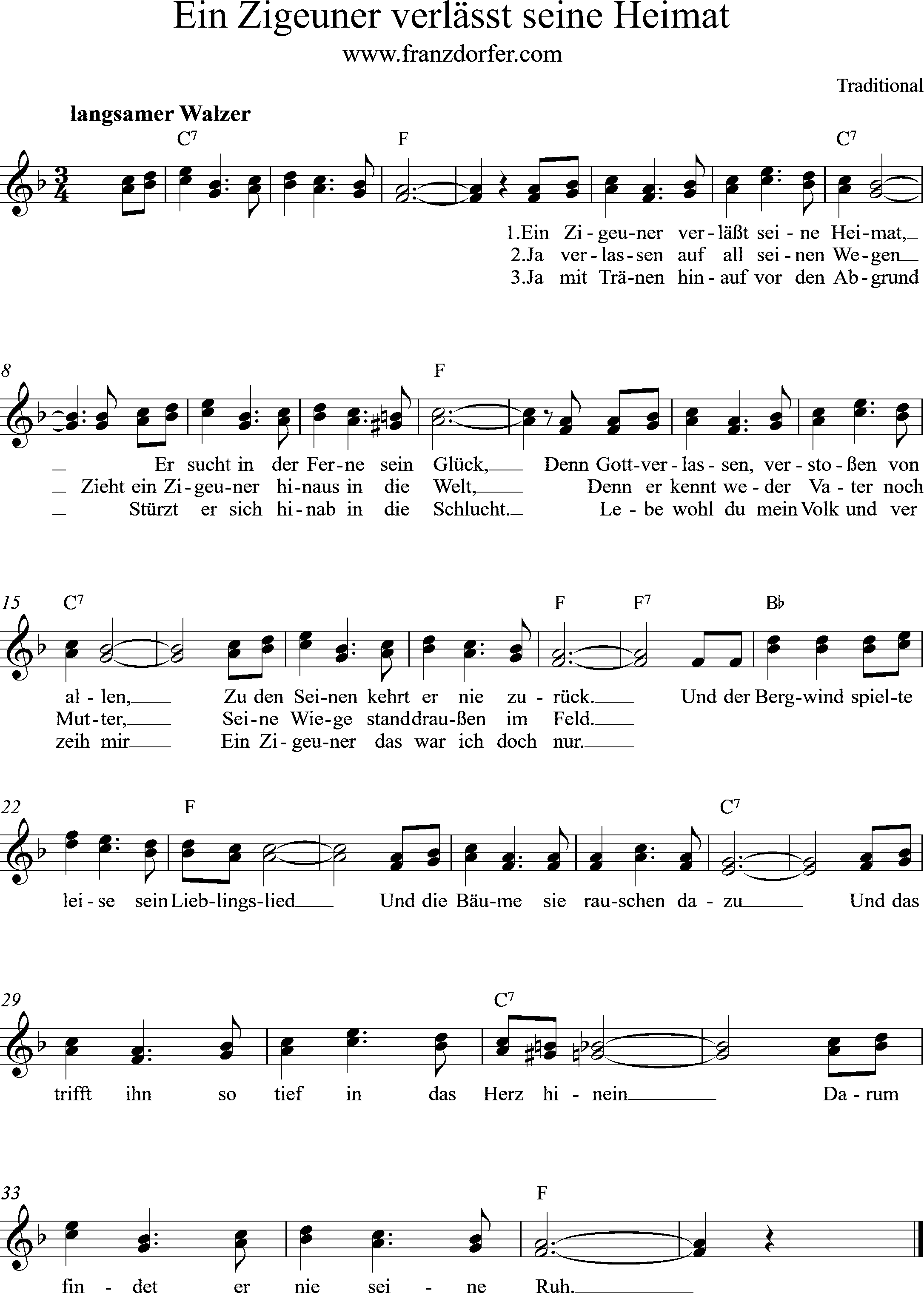 Ein Zigeuner verlässt seine Heimat