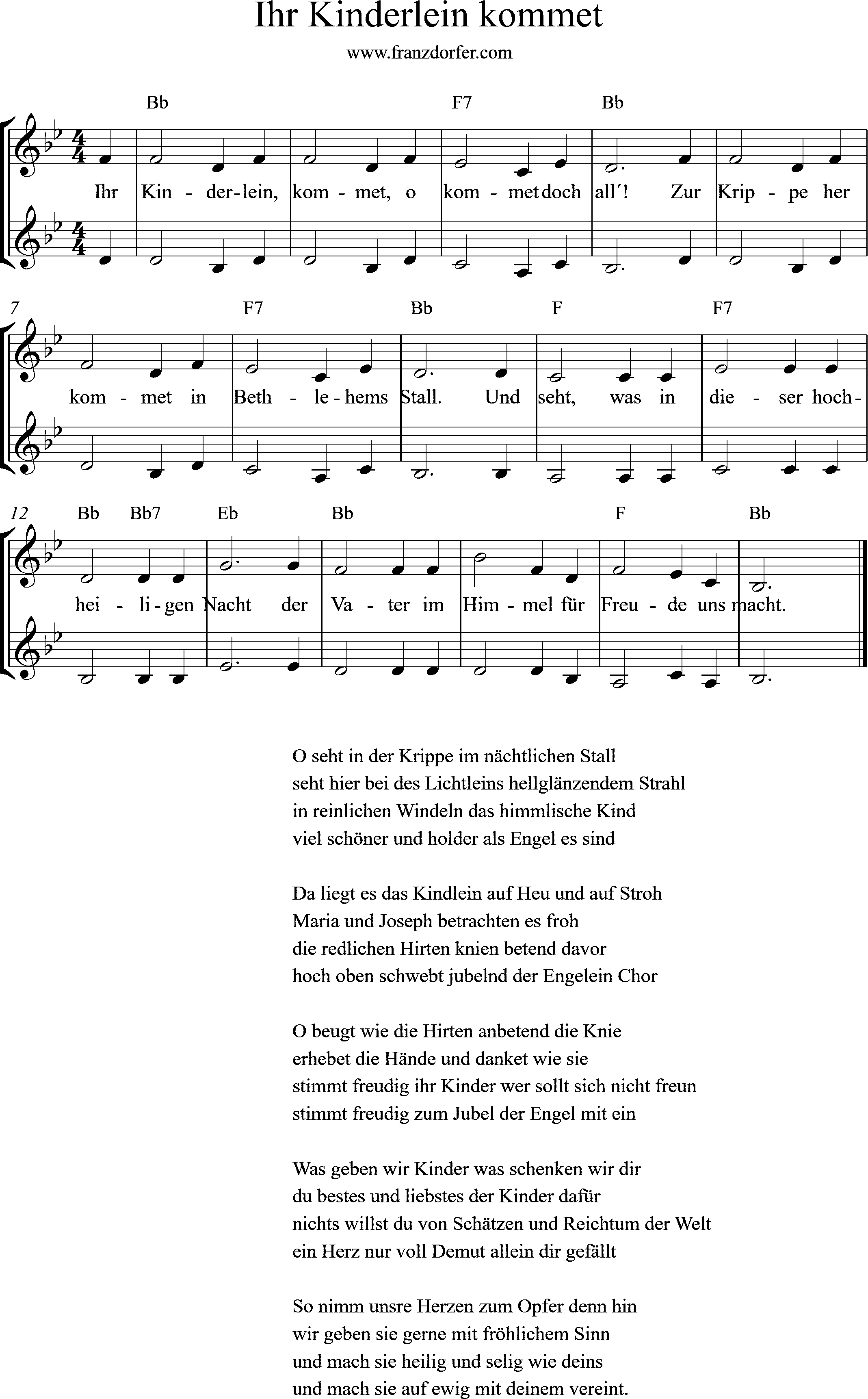 Ihr Kinderlein Kommet Text Deutsch