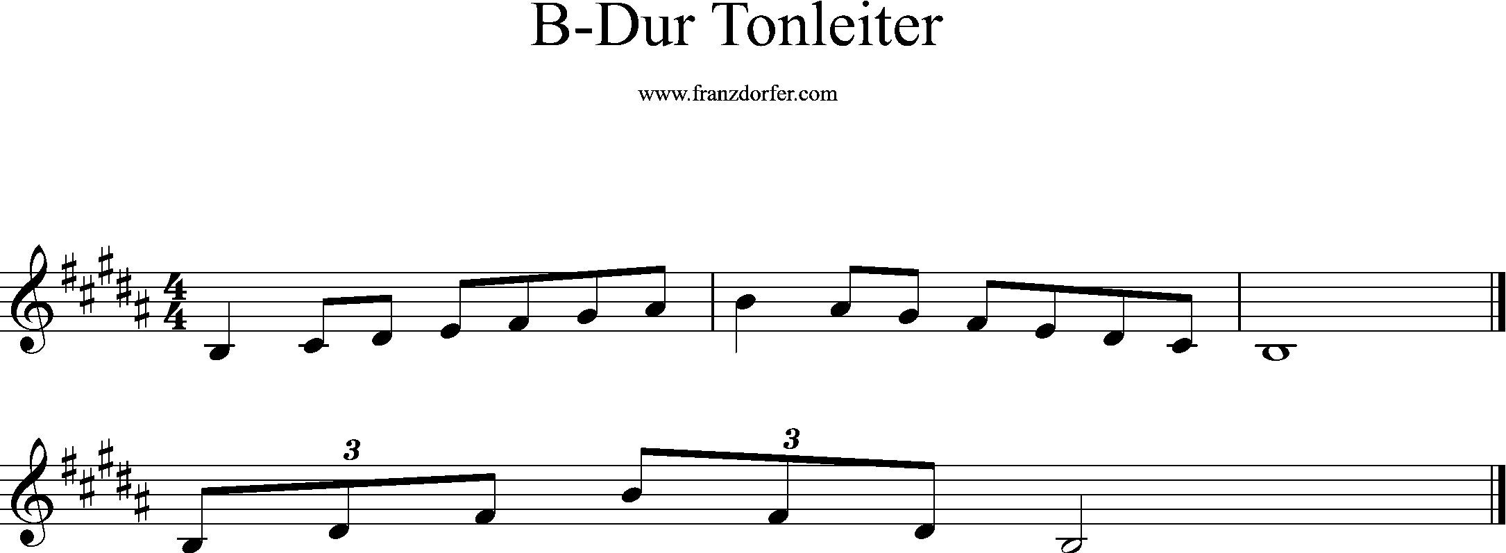 h-dur-tonleiter-treble-clef